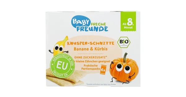 Freche Freunde Bio Knusper-Schnitte Banane & Kürbis 8+ Monate - Coop ...